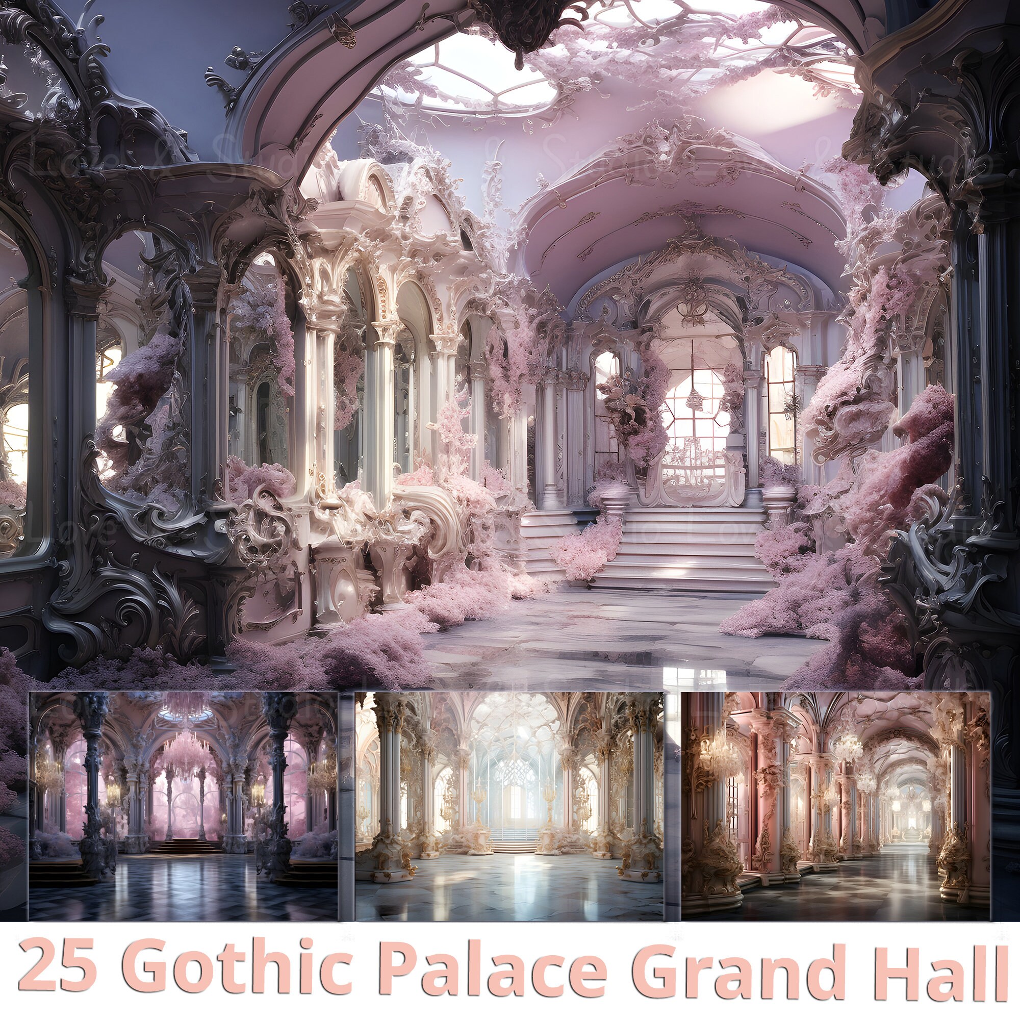 25 the Ice Gothic Palace Grand Hall Digital Paper, Amazing Fantasy ...