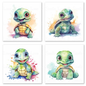 25 Pastel Baby Turtle Watercolor Clipart, Sea Turtle Illustration, High ...