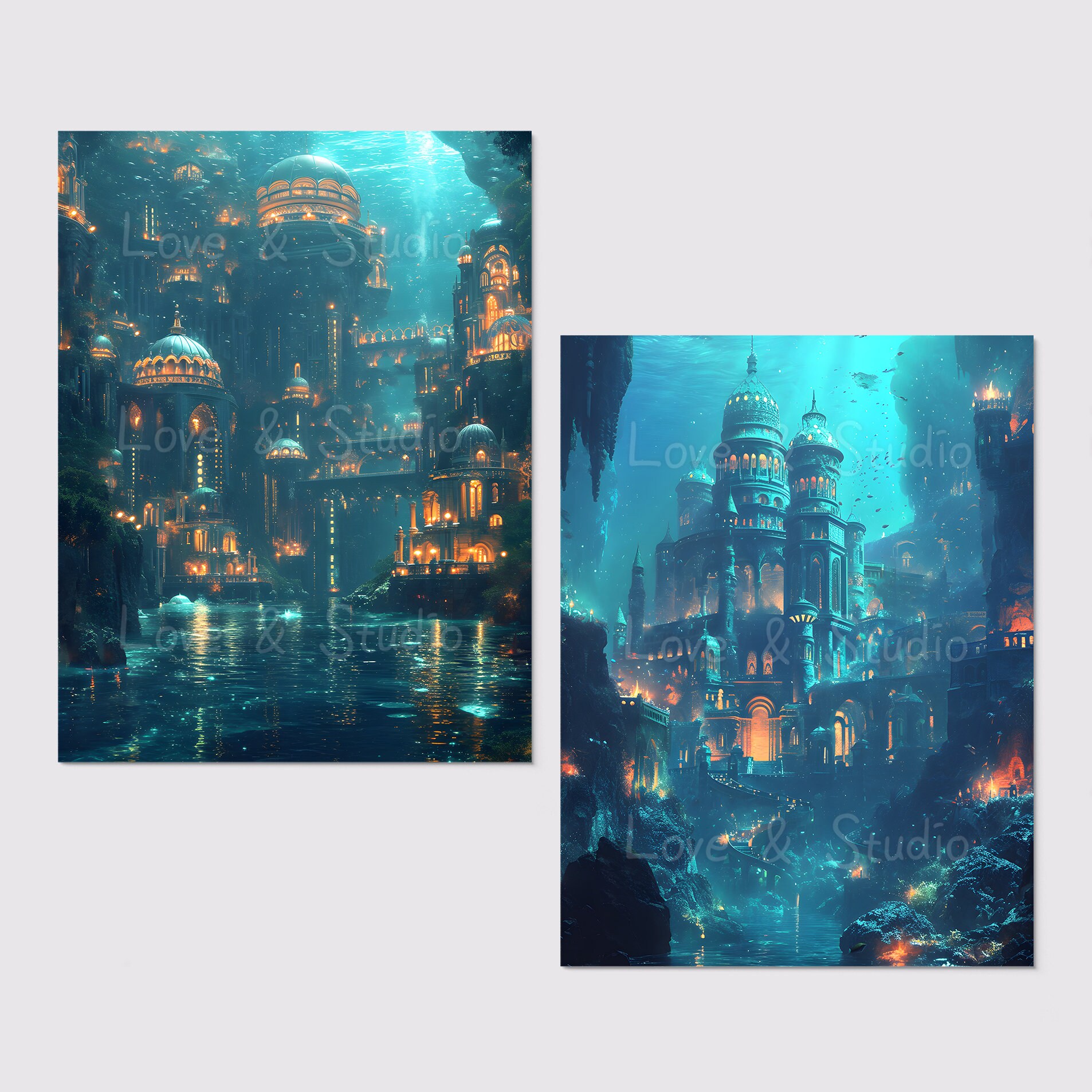 25 Aqua Metropolis Digital Paper, Printable Sci-fi Futuristic Artwork ...