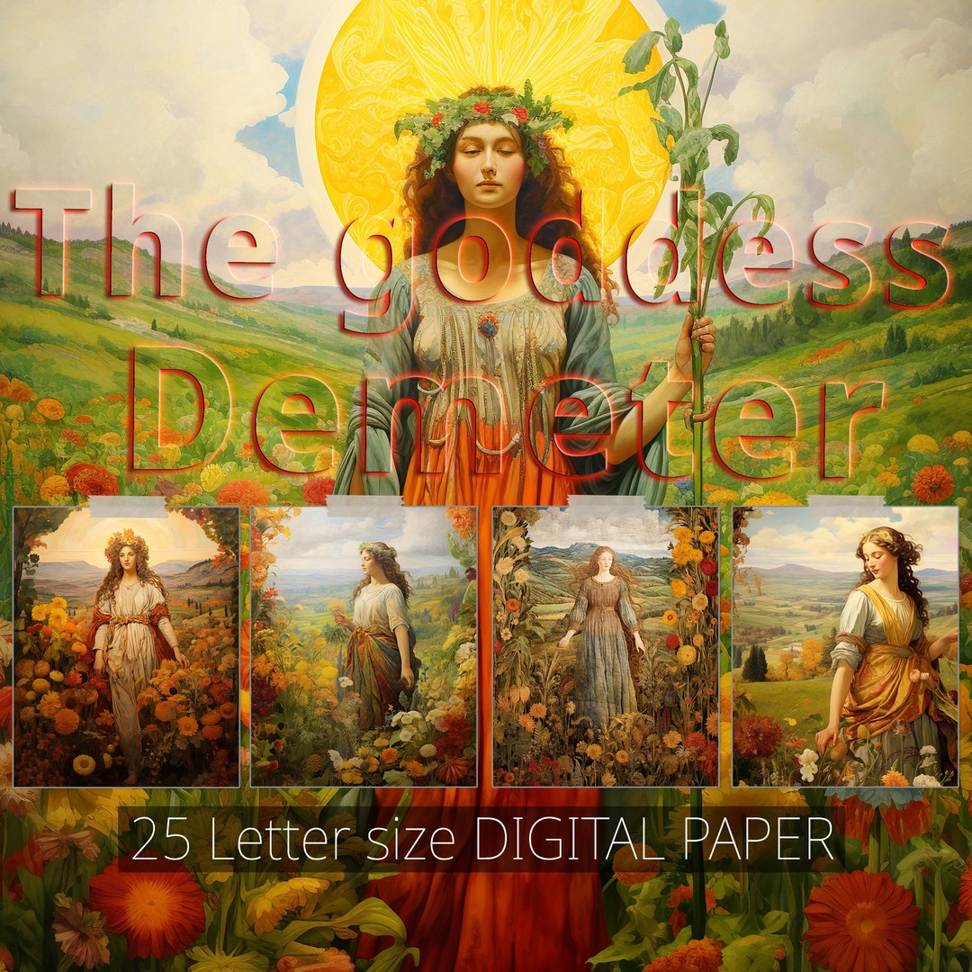 25 Demeter, Goddess of Agriculture Digital Paper, Seasonal Reverie ...