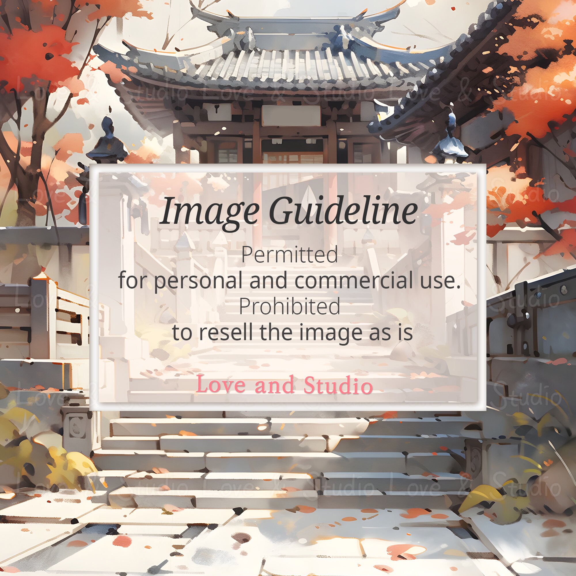 25 Seoul, South Korea Digital Paper, Watercolor Ancient Palaces Clipart ...