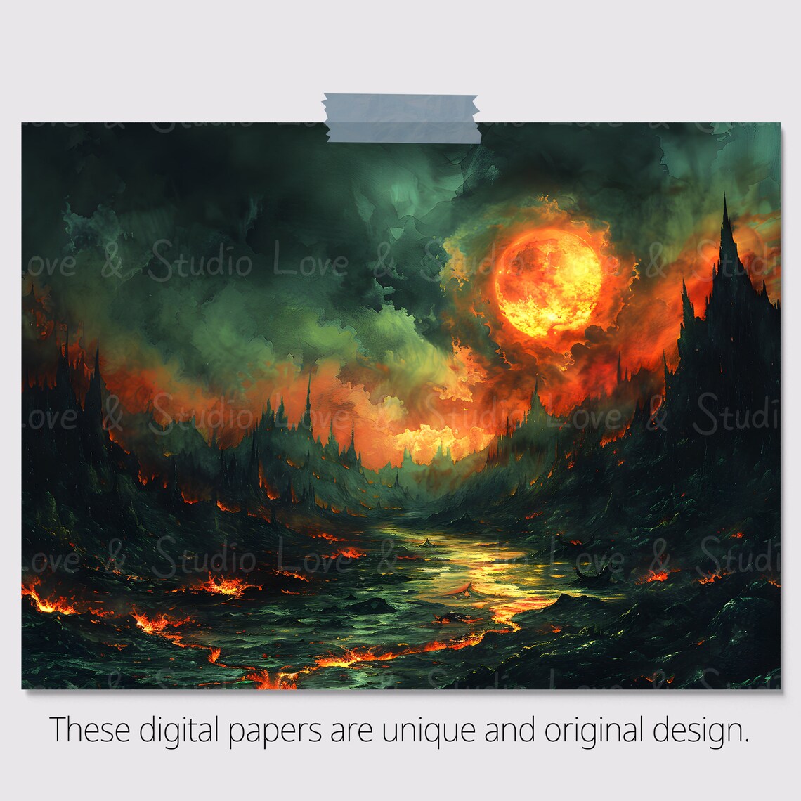 25 the Infernal Wastelands Digital Paper, Printable Dark Fantasy ...