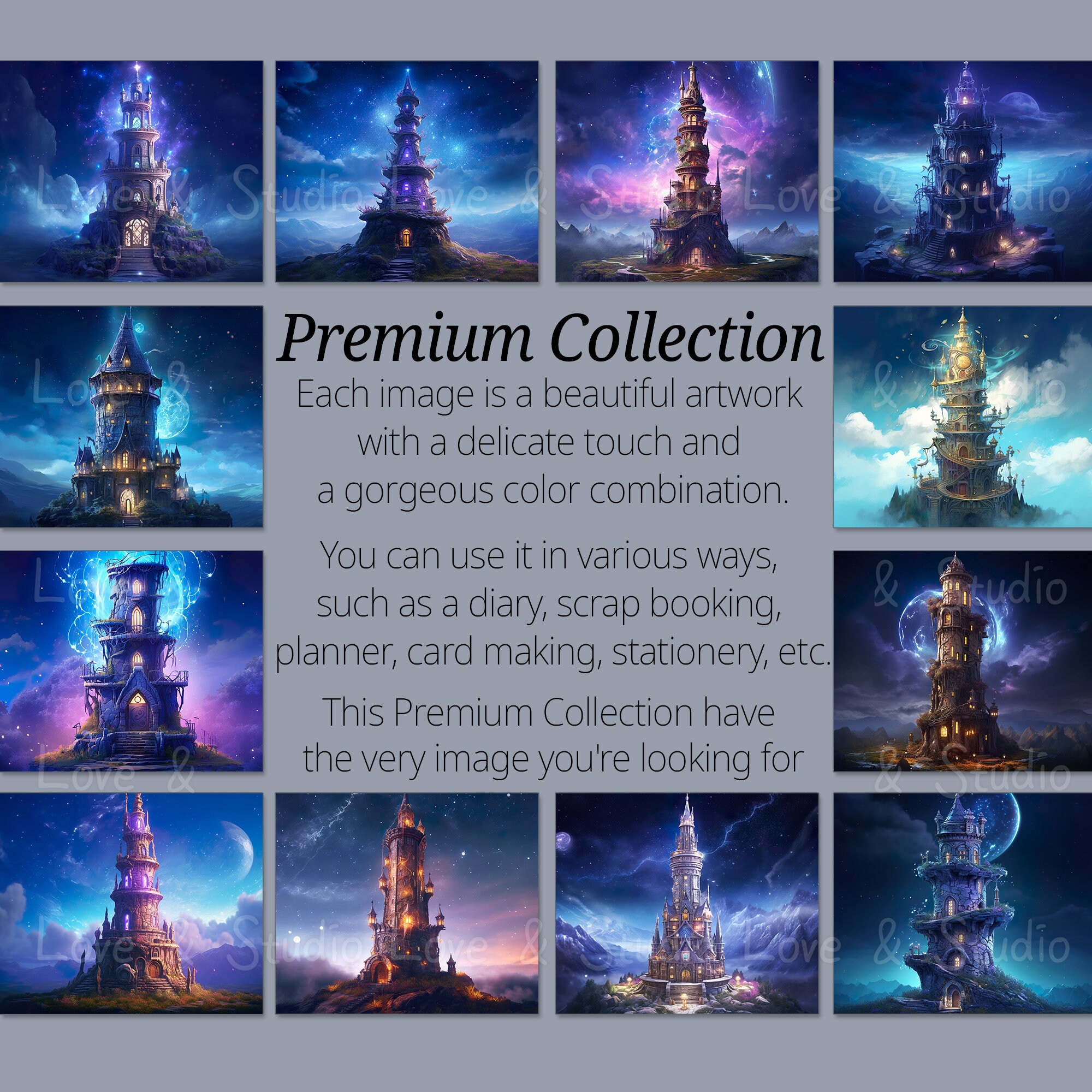 25 Wizard's Tower Digital Paper, Printable the Mysticism Ambiance. A ...