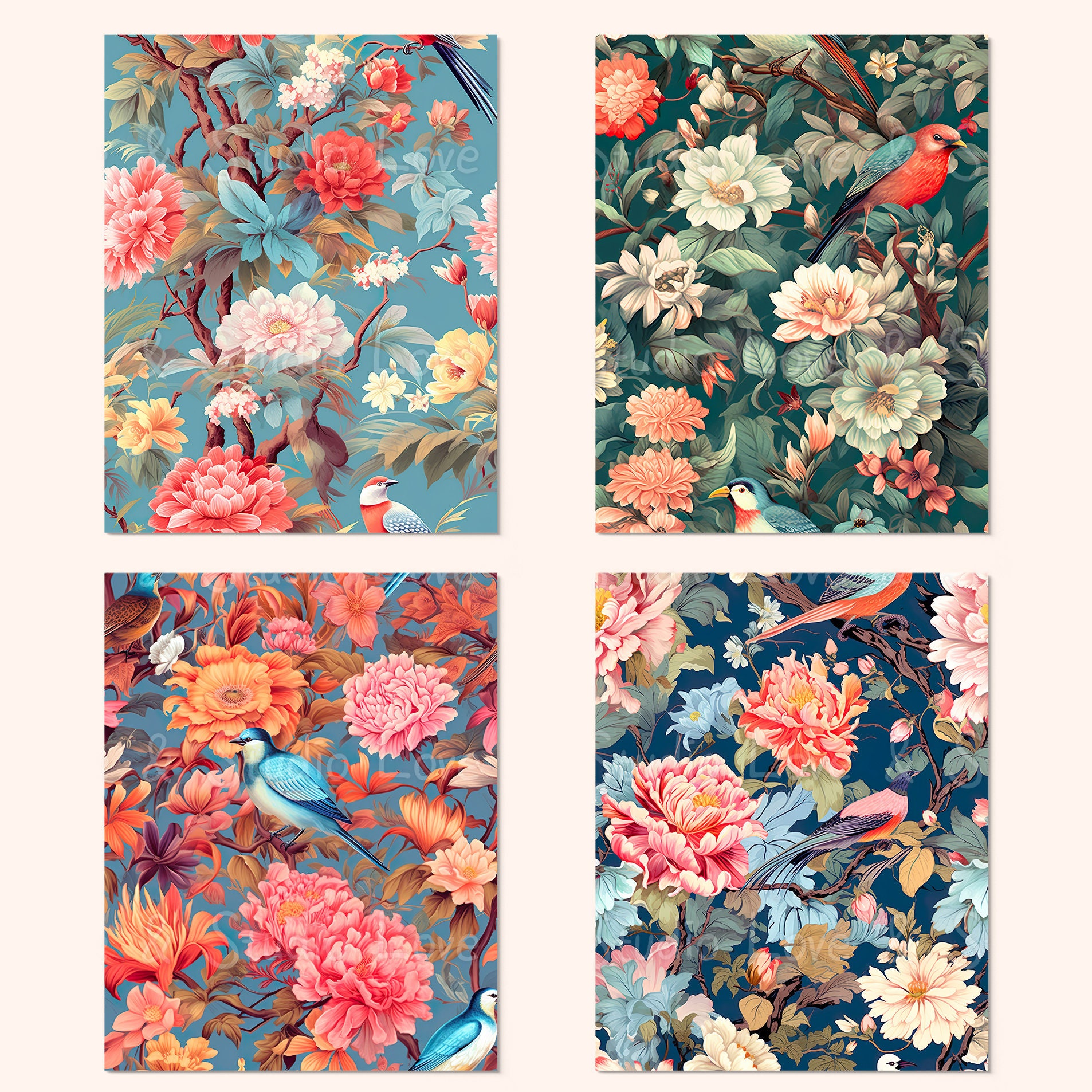 50 Chinoiserie Pattern Seamless Pattern, Vintage Oriental Birds and ...