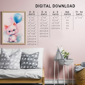 PRINTABLE CAT Poster | Kitten, Paster Floral Crown | Baby Cat Wall Art ...