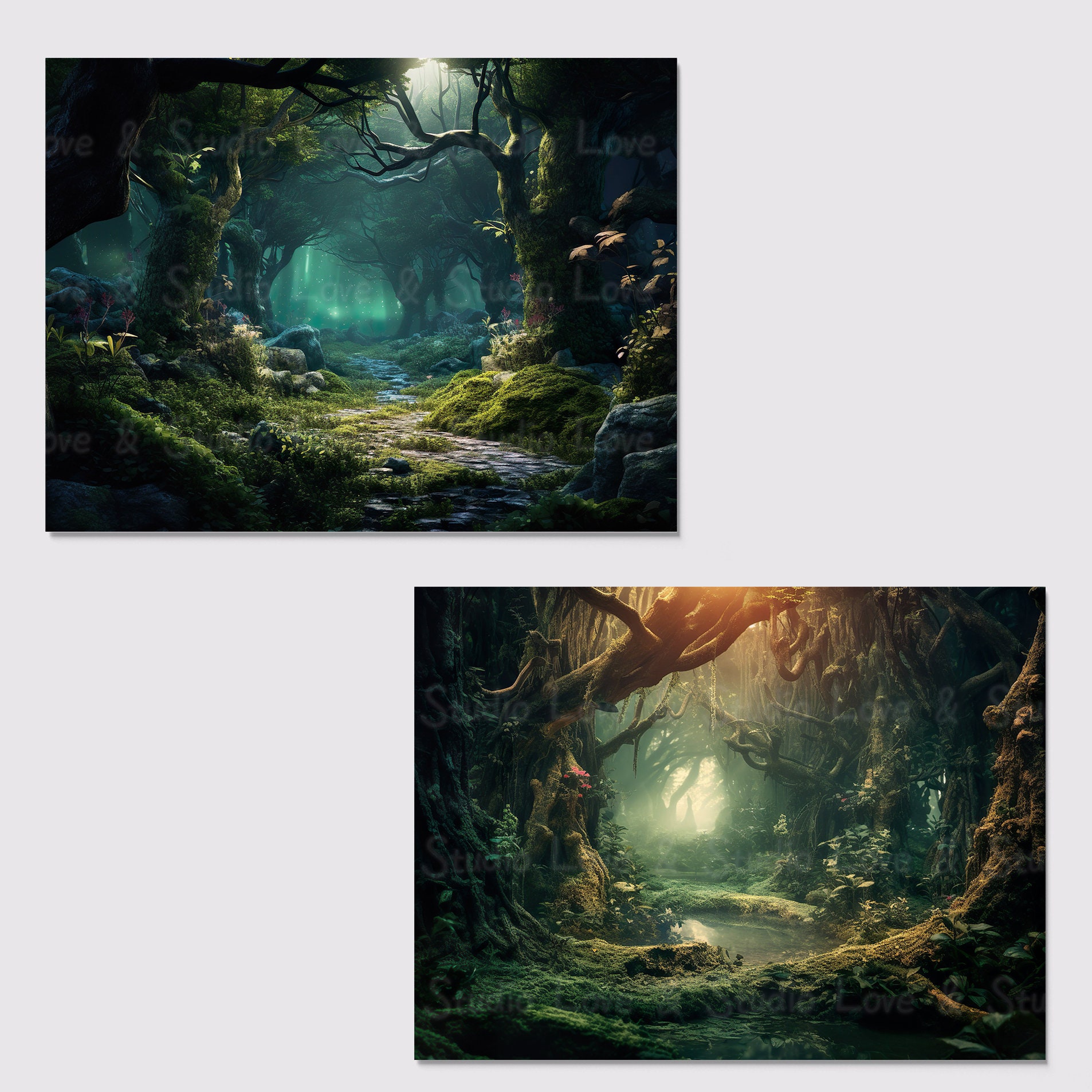 25 Enchanted Fantasy Forest Digital Paper, Printable Mysterious Moss ...