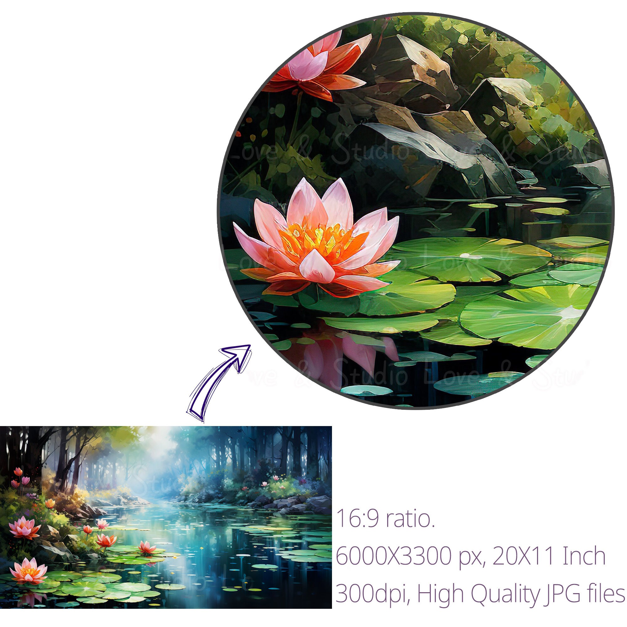 16:9 Secret Lotus Pond Digital Background. 25 Samsung Frame TV Art ...