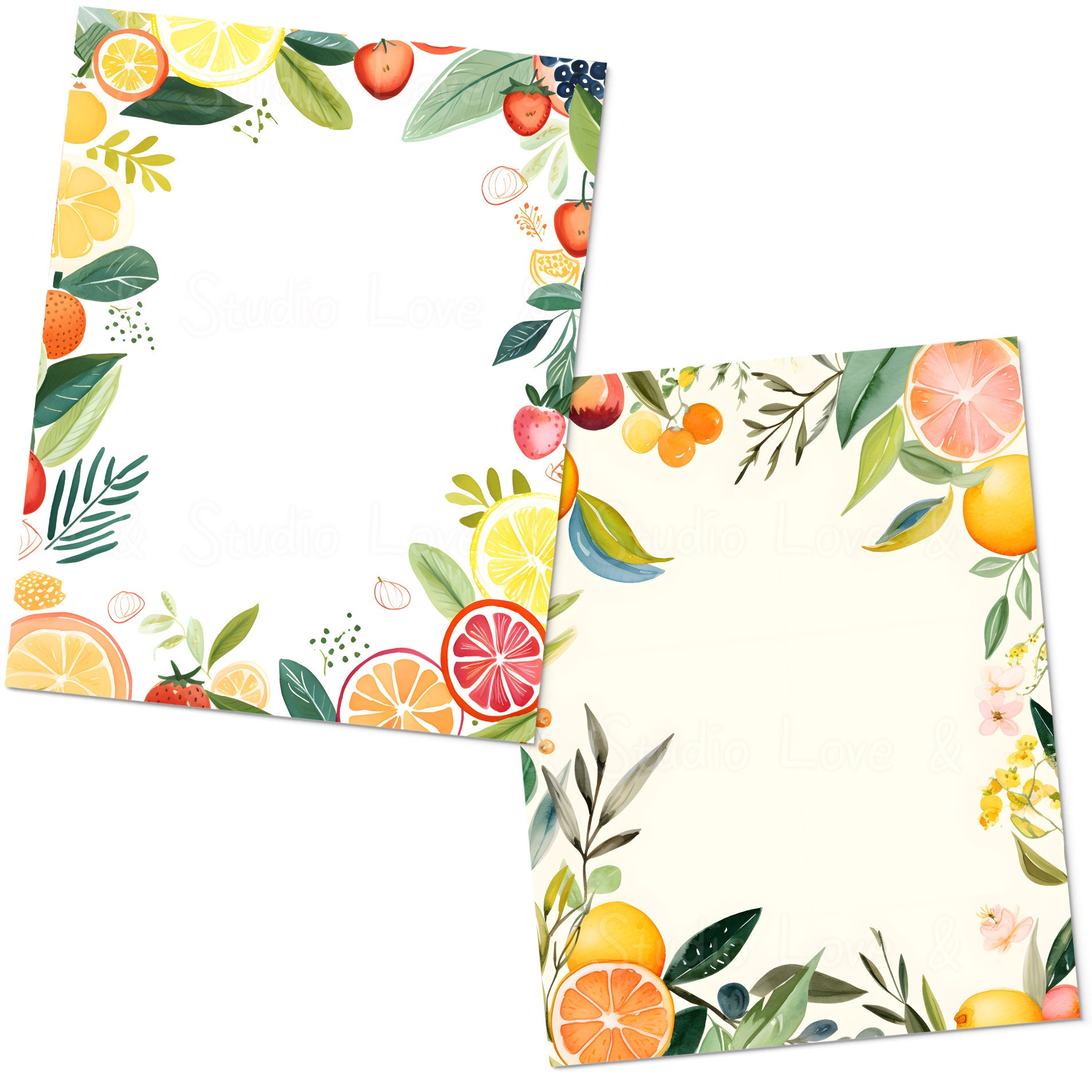 25 Fruits Pattern Printable Letter Paper Watercolor Page - Etsy