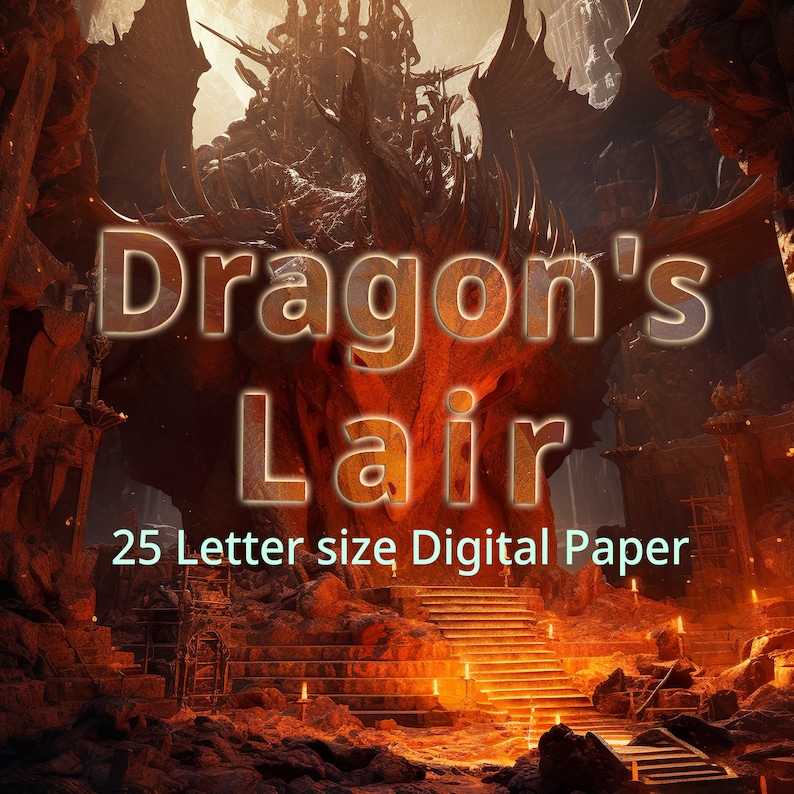 25 Dragon's Lair Digital Paper, Fantasy World Background Pack. Digital ...