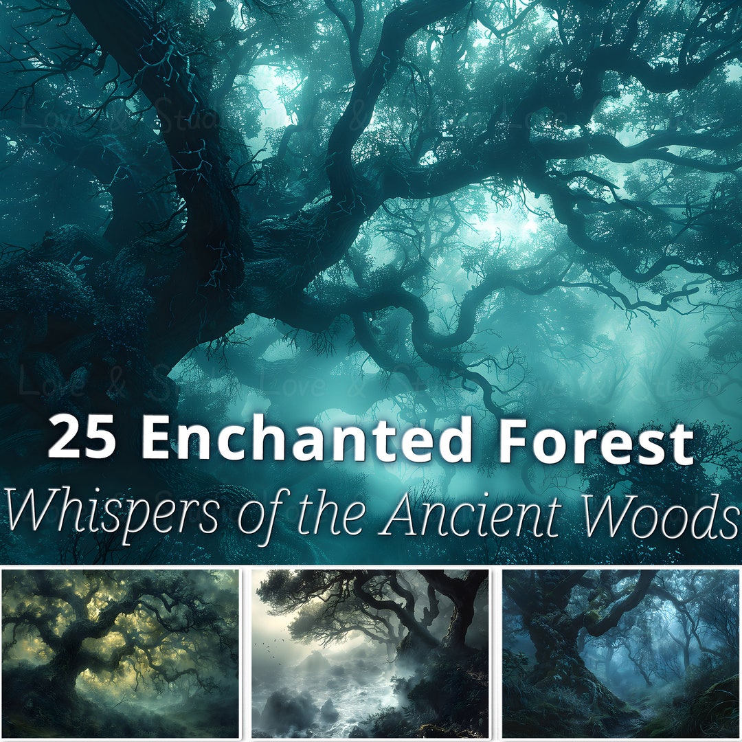 25 Enchanted Forest Digital Paper, Printable Fantasy Background ...