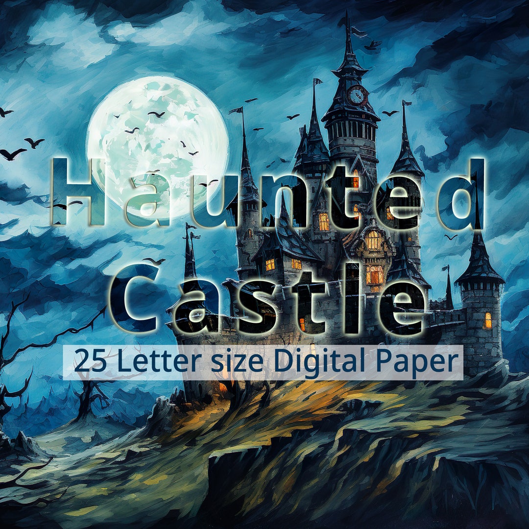 25 Haunted Castle Digital Paper, Printable Watercolor Magical Fairy ...