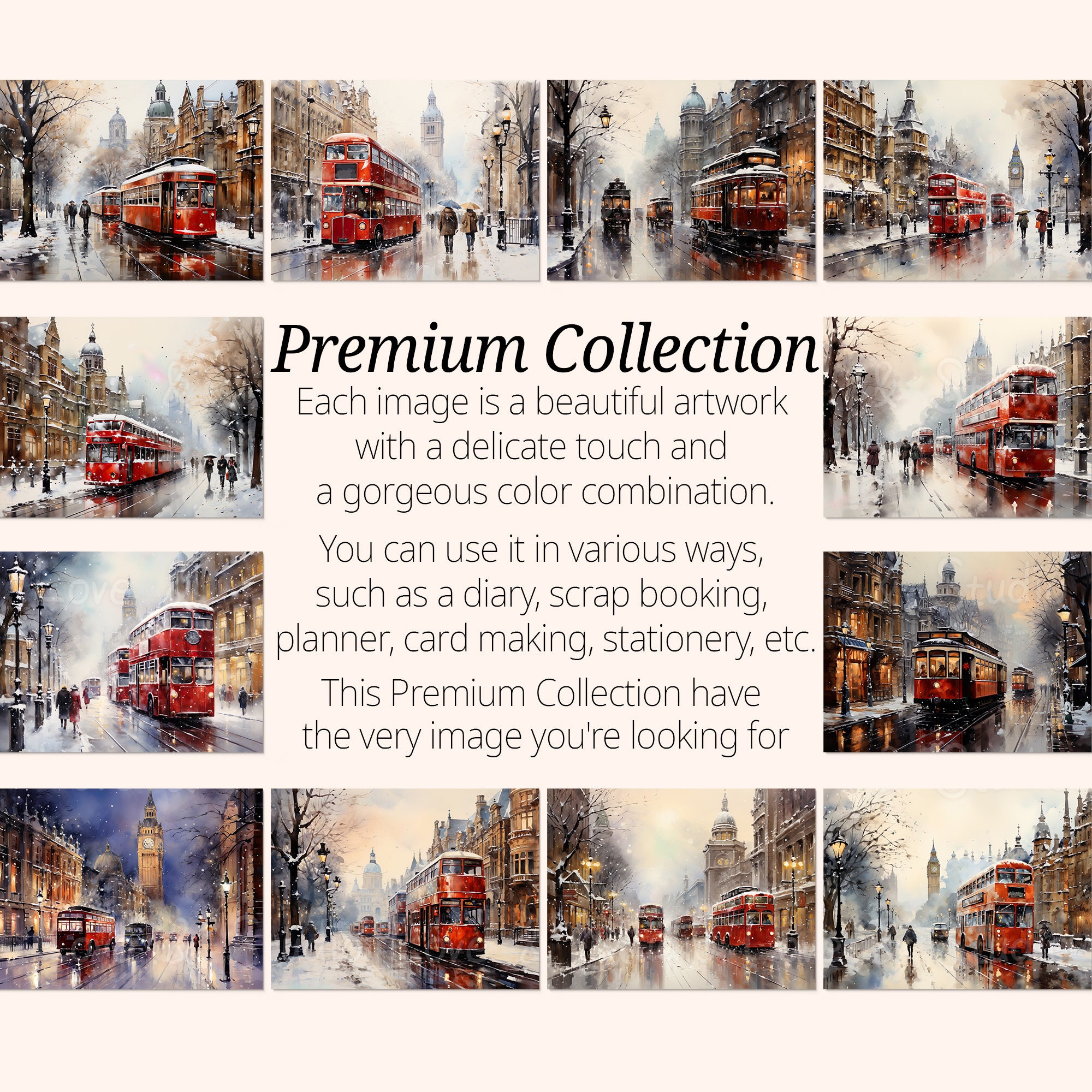 25 Victorian London Christmas Digital Paper, Watercolor Xmas Clipart ...