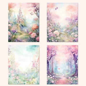 25 Pastel Enchanted Fairy Forest Digital Paper, Soft Pastel Shade ...