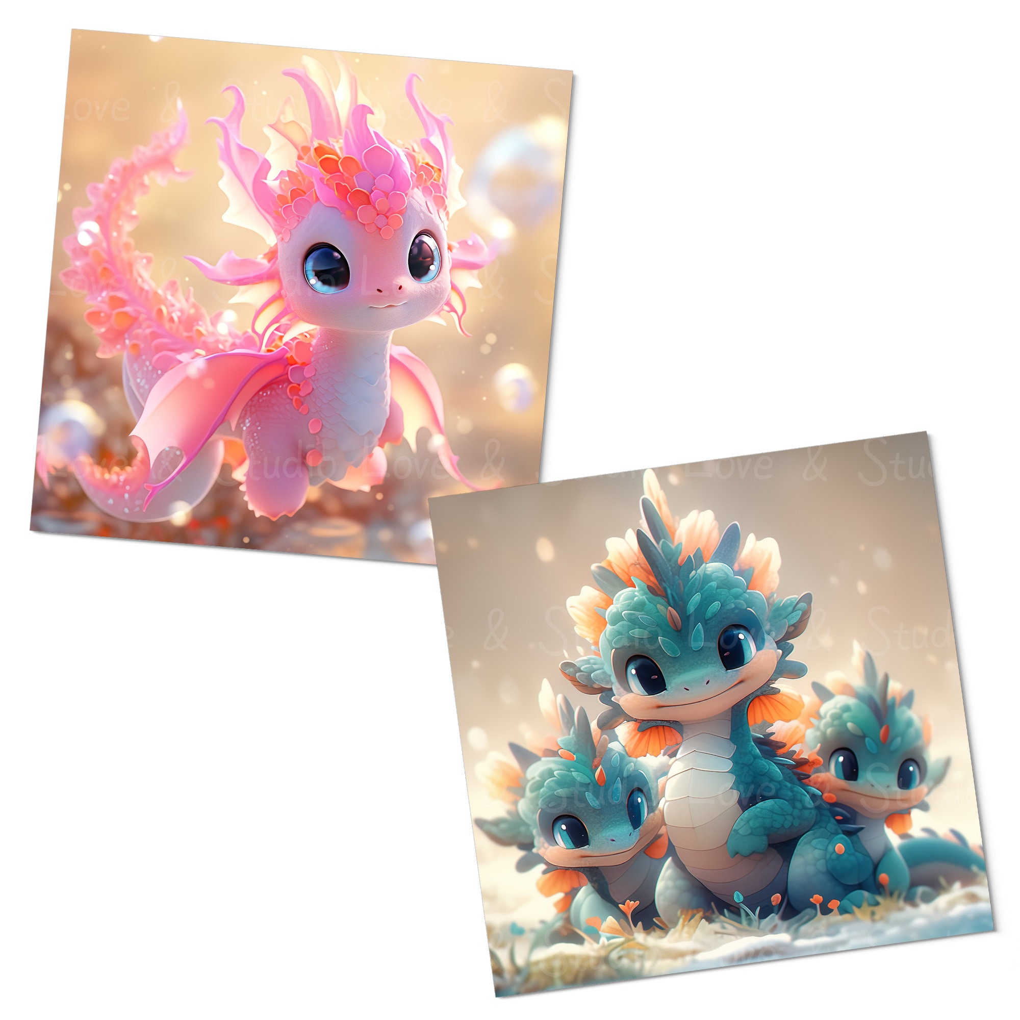 25 Baby Sea Dragon Toy Clipart, 3D Cute Animal Clipart, Colorful Marine ...