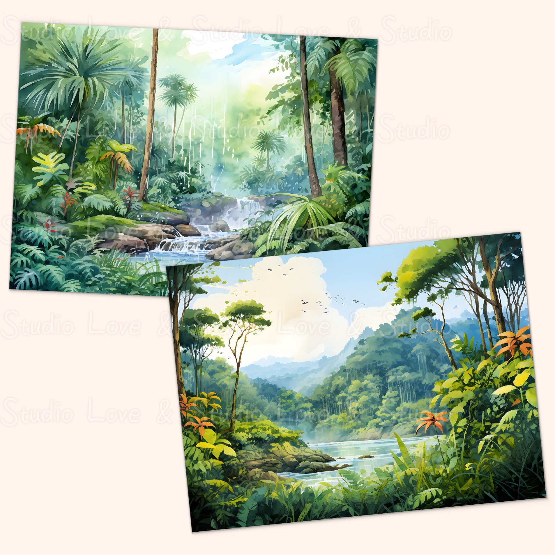 25 the Amazon Rainforest Digital Paper, Watercolor Tropical South ...