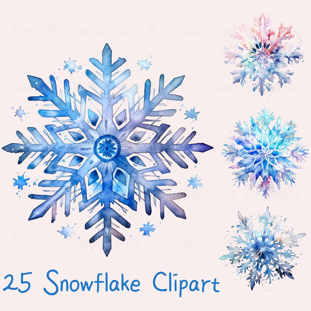 25 Watercolor Snowflake Clipart, Christmas Party Digital Supply, Winter ...