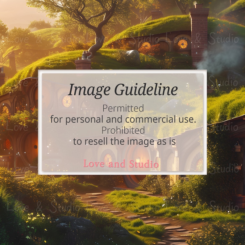 16:9 Hobbiton in the Golden Hour Digital Paper. 25 Printable Fantasy ...