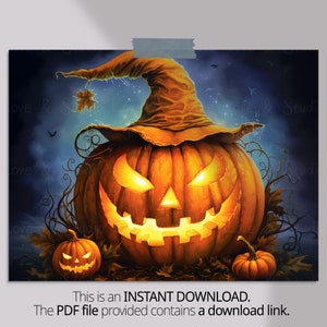 25 Jack O Lanterns Clipart, Printable Halloween Pumpkin Wall Art ...