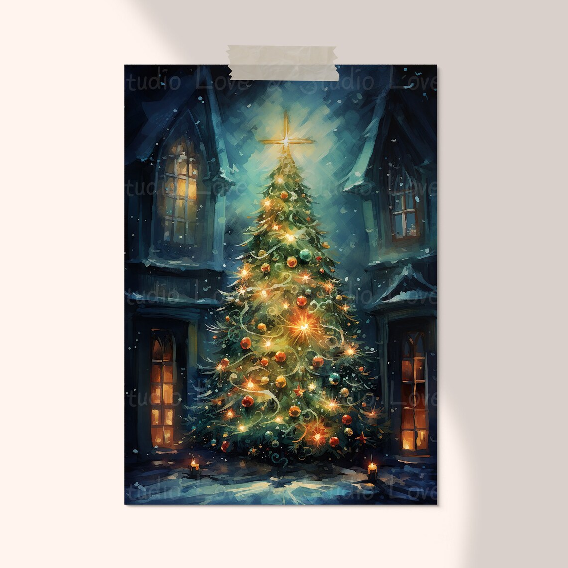 25 Watercolor Christmas Tree Digital Paper, Colorful Ornament ...