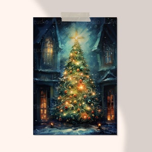25 Watercolor Christmas Tree Digital Paper, Colorful Ornament ...