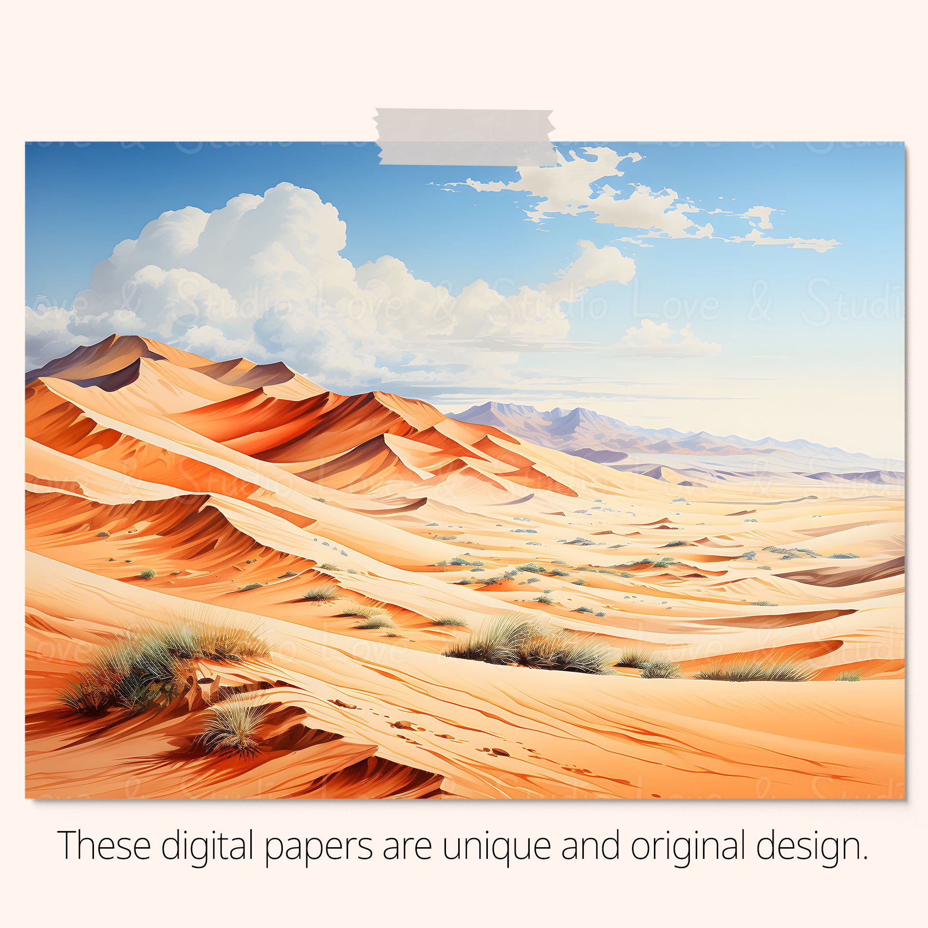 25 Watercolor the Sahara Desert Digital Paper, Landscape Clipart, Sand ...
