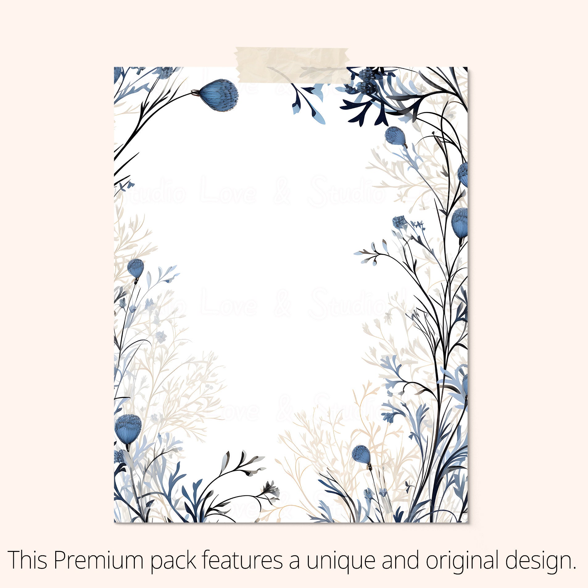 25 Natural Elements Printable Letter Paper, Watercolor Page Border ...