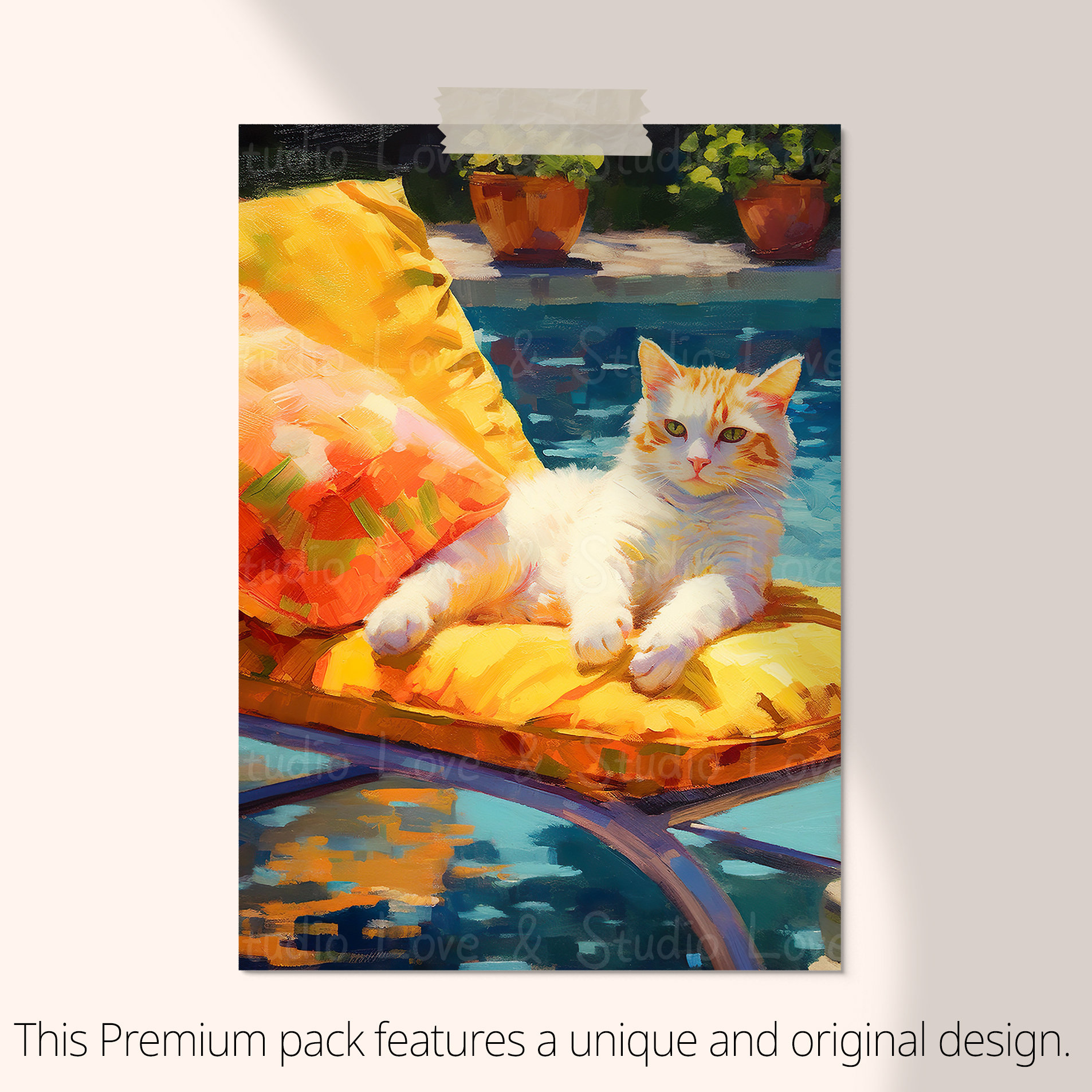 25 Cat Clipart, Poolside Relaxation. A Cat Lounging by a Sparkling ...