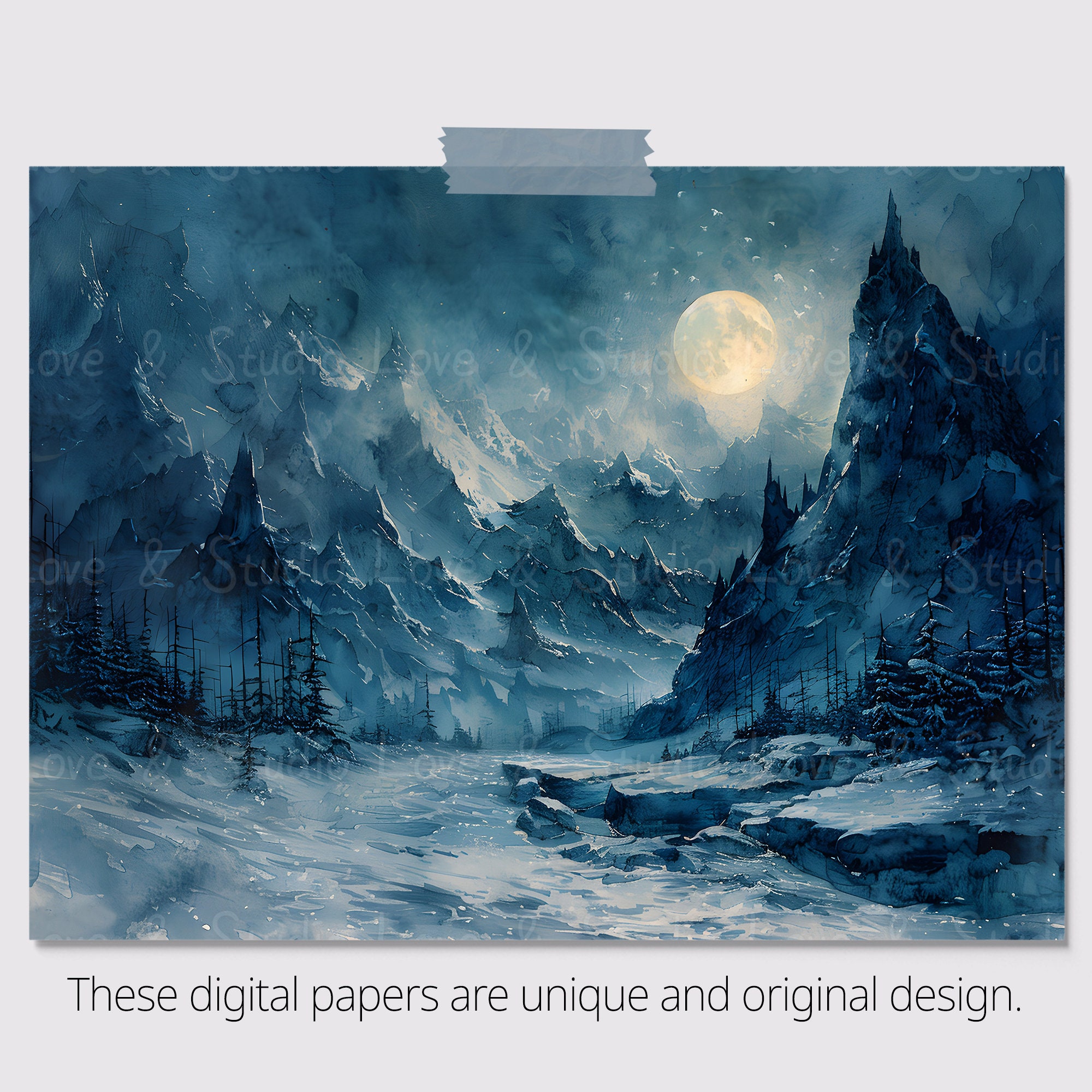 25 the Frozen Wasteland Digital Paper, Printable Dark Fantasy ...