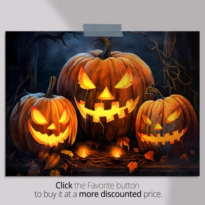 25 Jack O Lanterns Clipart, Printable Halloween Pumpkin Wall Art ...