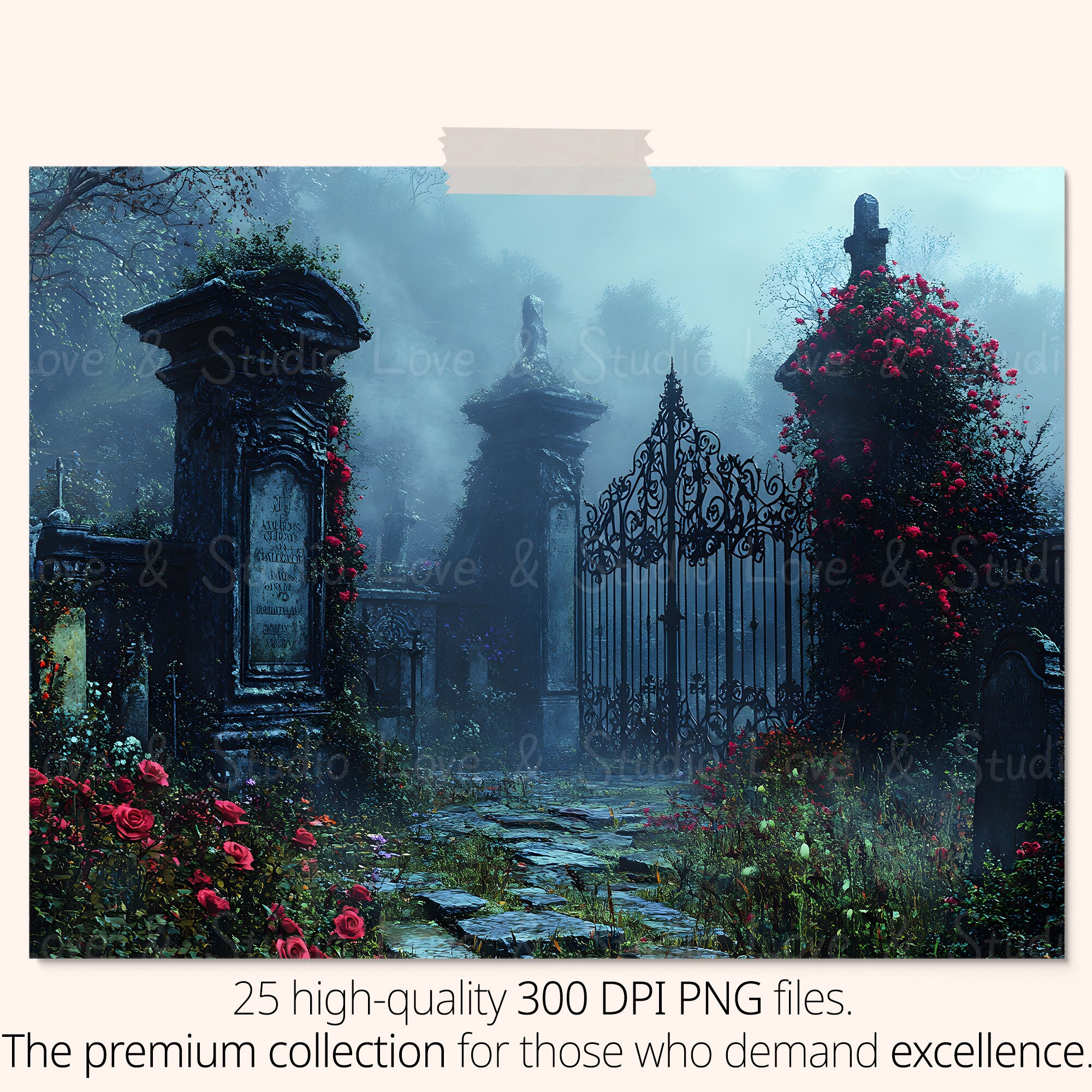 25 Gothic Dark Graveyard Digital Paper, Printable Gothic Romance ...