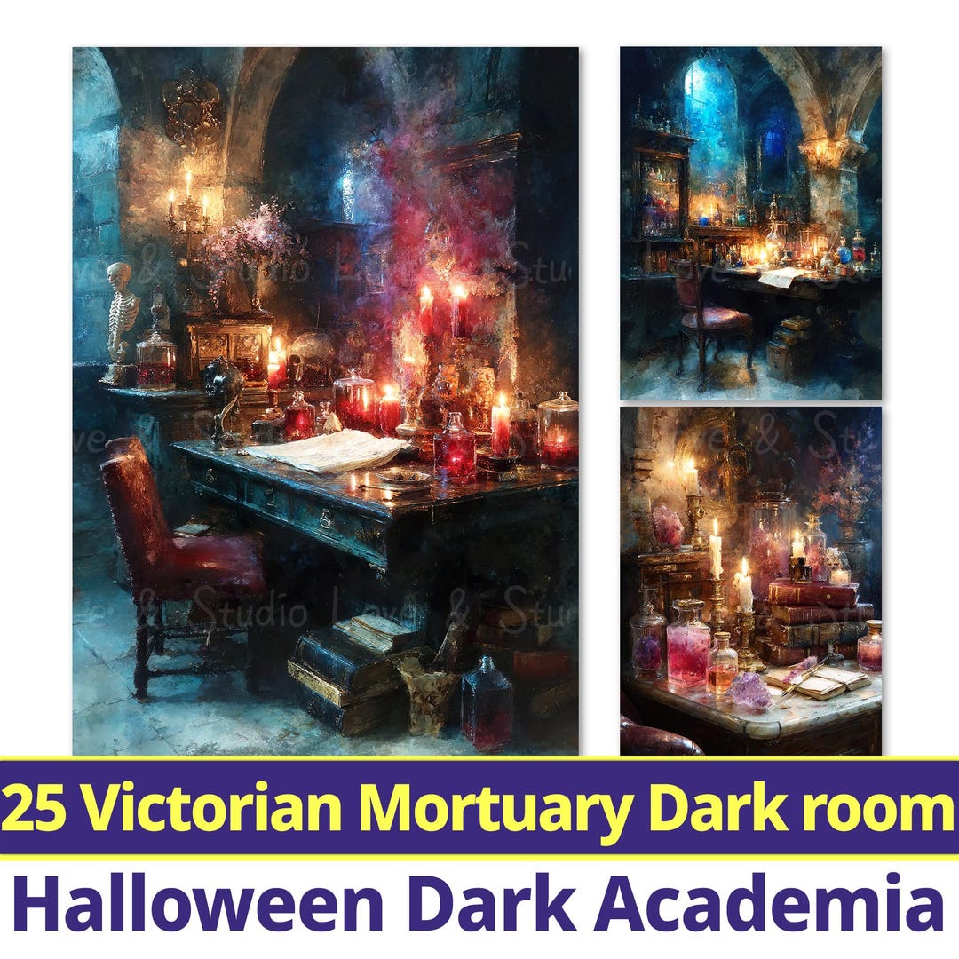 25 Victorian Mortuary Digital Paper, Printable Halloween Dark Academia ...