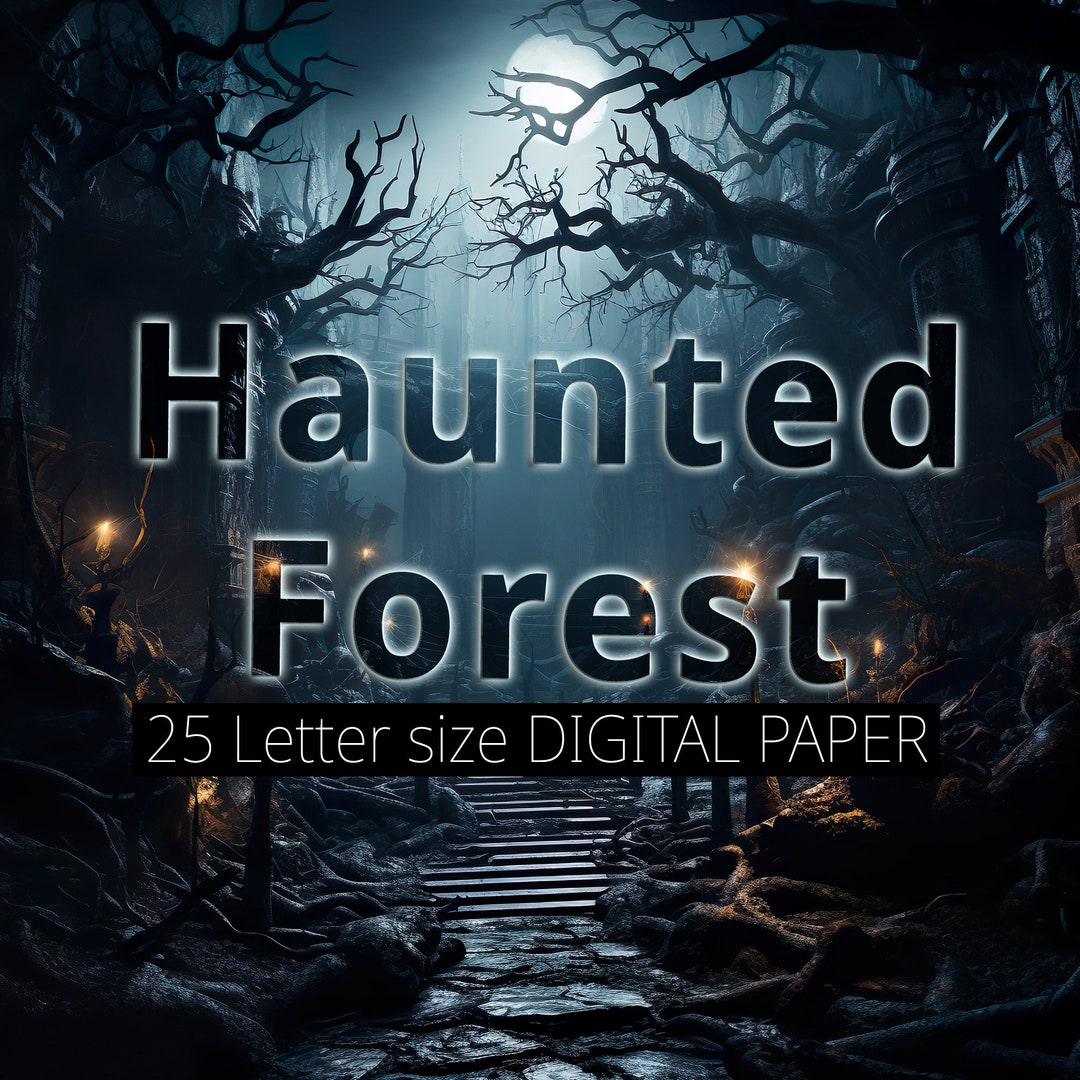 25 Haunted Forest Digital Paper, Printable Halloween Party Background ...