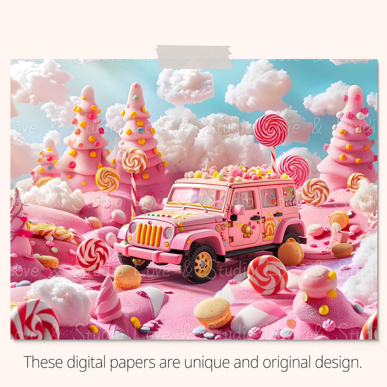 25 the Candyland Cruiser Car Digital Paper, Printable Adventure Vehicle ...