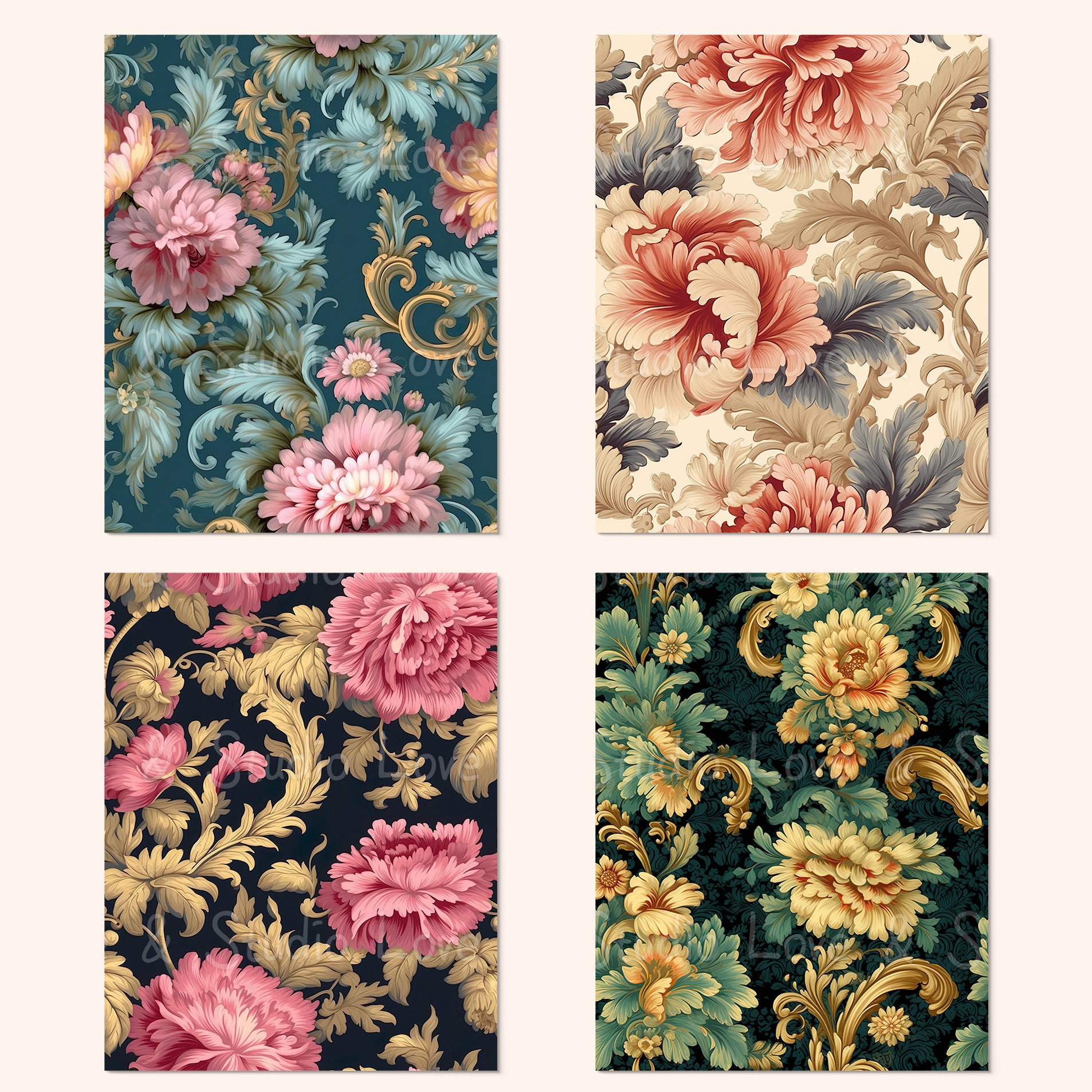 50 Victorian Flower Wallpaper Seamless Pattern Vintage Floral - Etsy