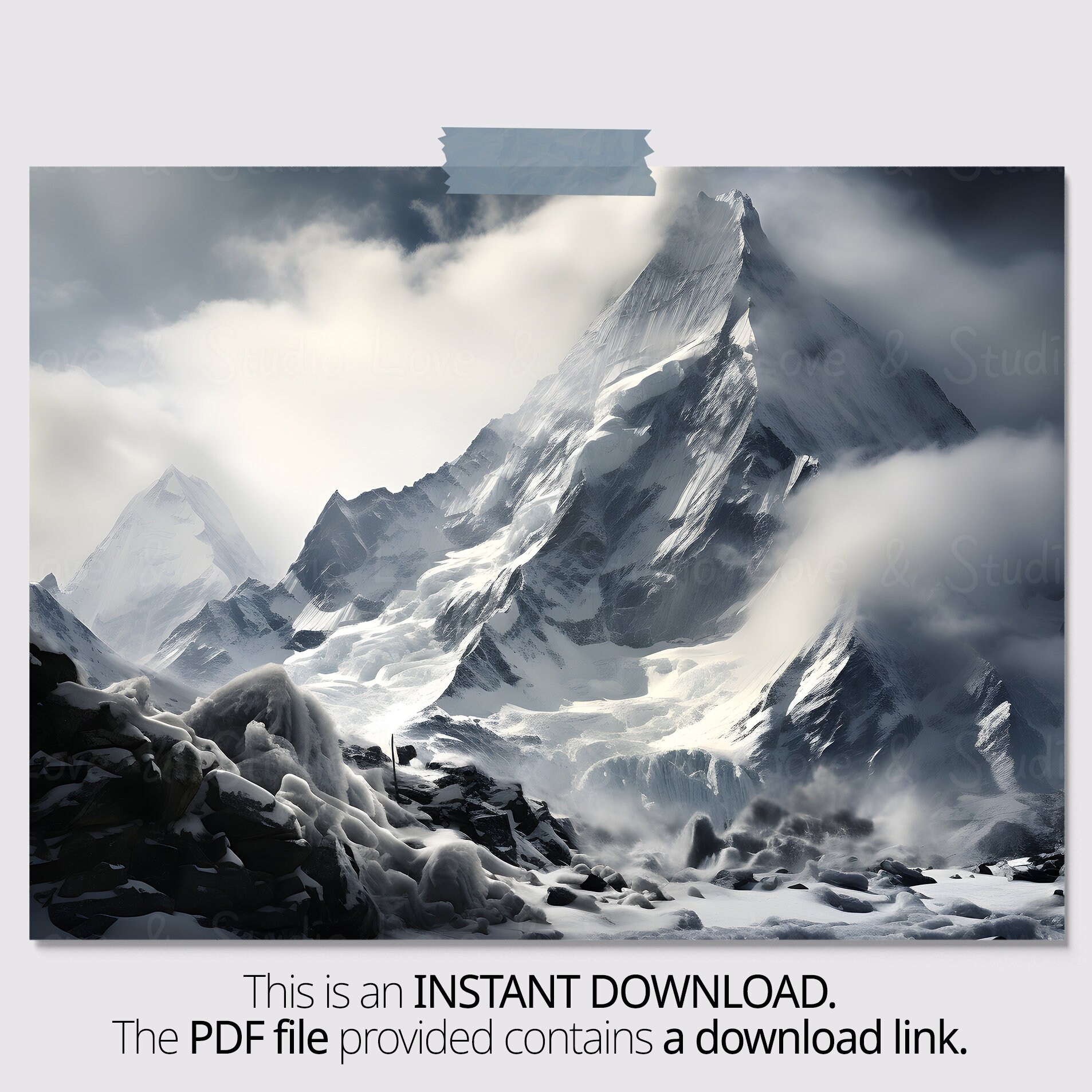 25 A Majestic Snowy Mountain Digital Paper, Fantasy Background. Overlay ...