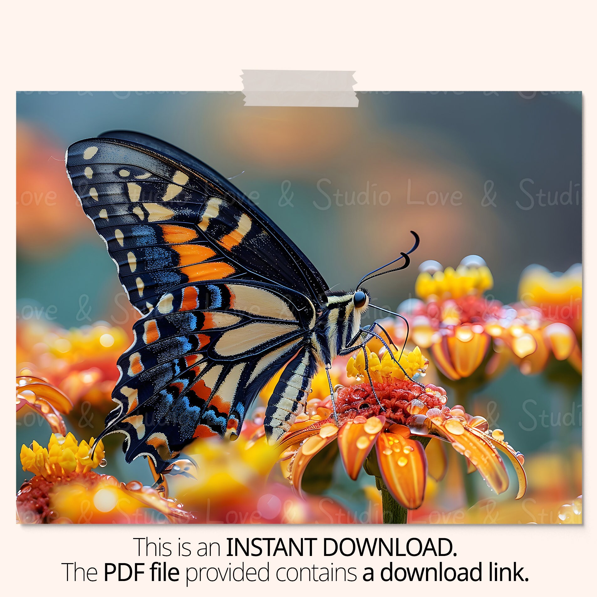 25 Colorful Swallowtail Butterfly Portrait Digital Paper, Printable ...