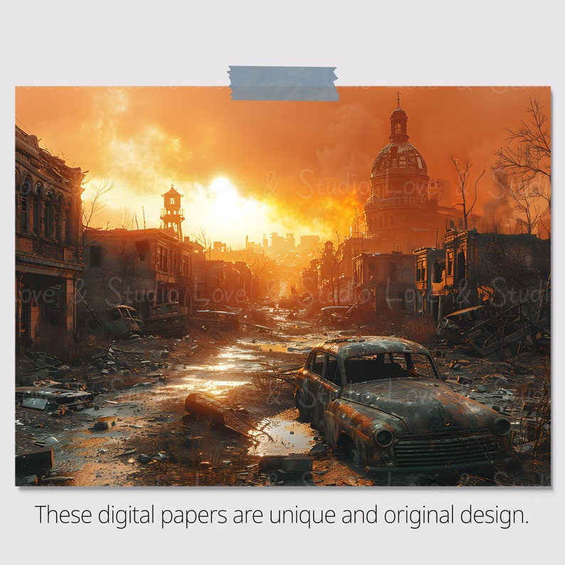25 Nuclear Fallout Digital Paper, Dystopian, Post Apocalyptic World ...