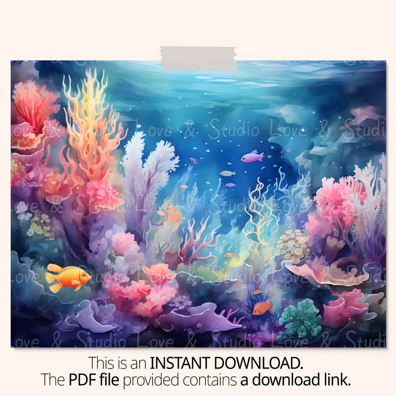 25 Enchanted Pastel Coral Reef Digital Paper, Soft Pastel Shade ...