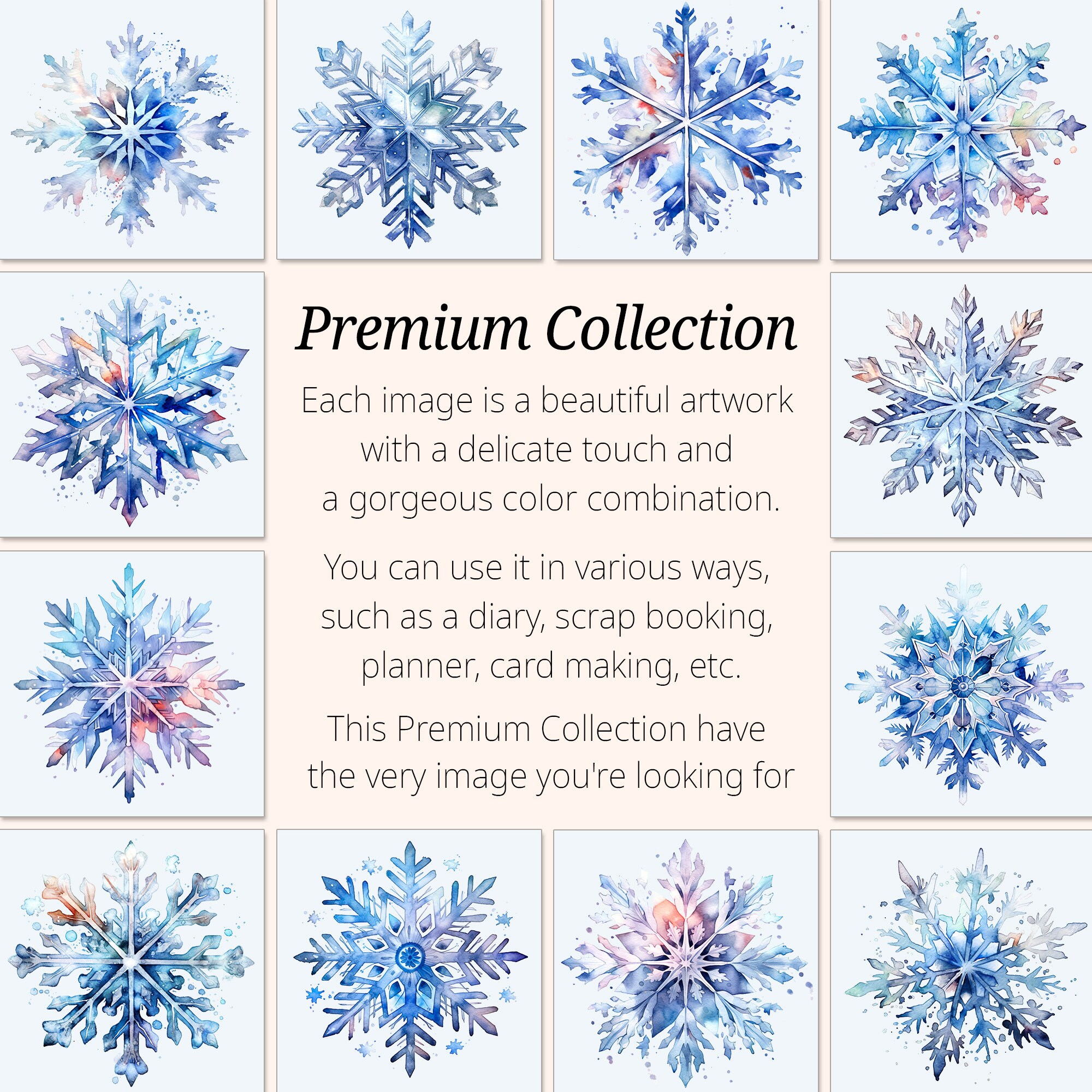 25 Watercolor Snowflake Clipart Christmas Party Digital - Etsy