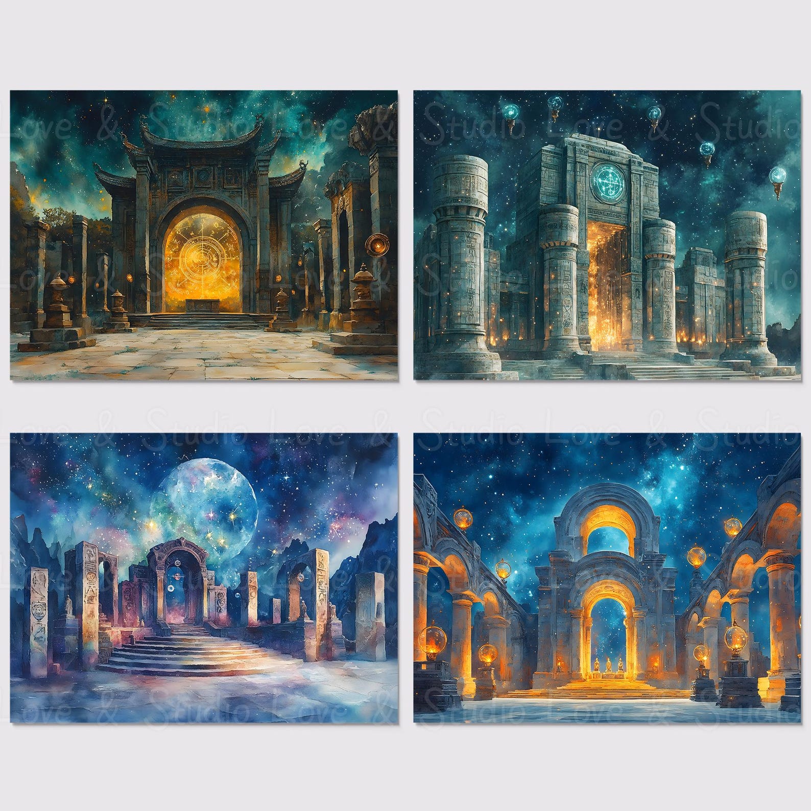 25 Celestial Time Temple Digital Paper, Magical Zodiac Story. Fantasy ...