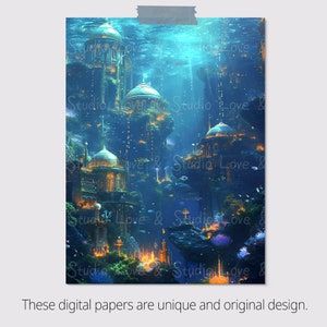 25 Aqua Metropolis Digital Paper, Printable Sci-fi Futuristic Artwork ...