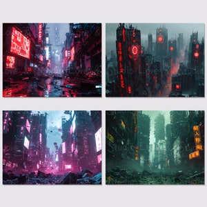 25 Cyber Collapse Digital Paper, Dystopian Post Apocalyptic Artwork ...