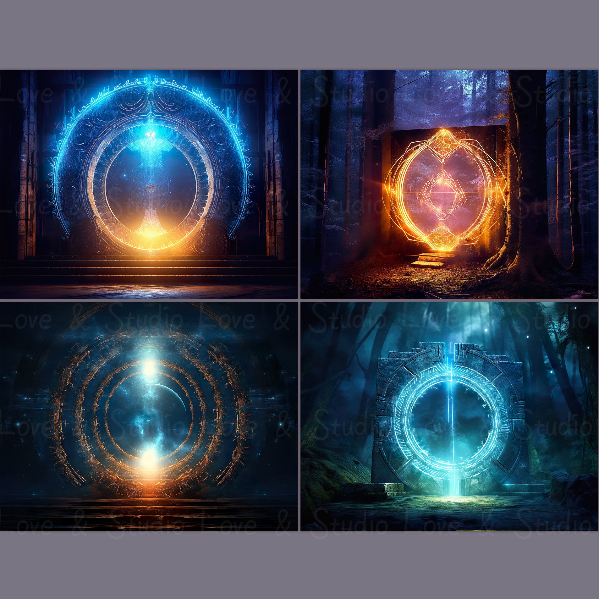 25 the Mysterious Portal Digital Paper, Printable A Mystical an ...