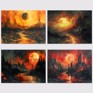 25 the Infernal Wastelands Digital Paper, Printable Dark Fantasy ...