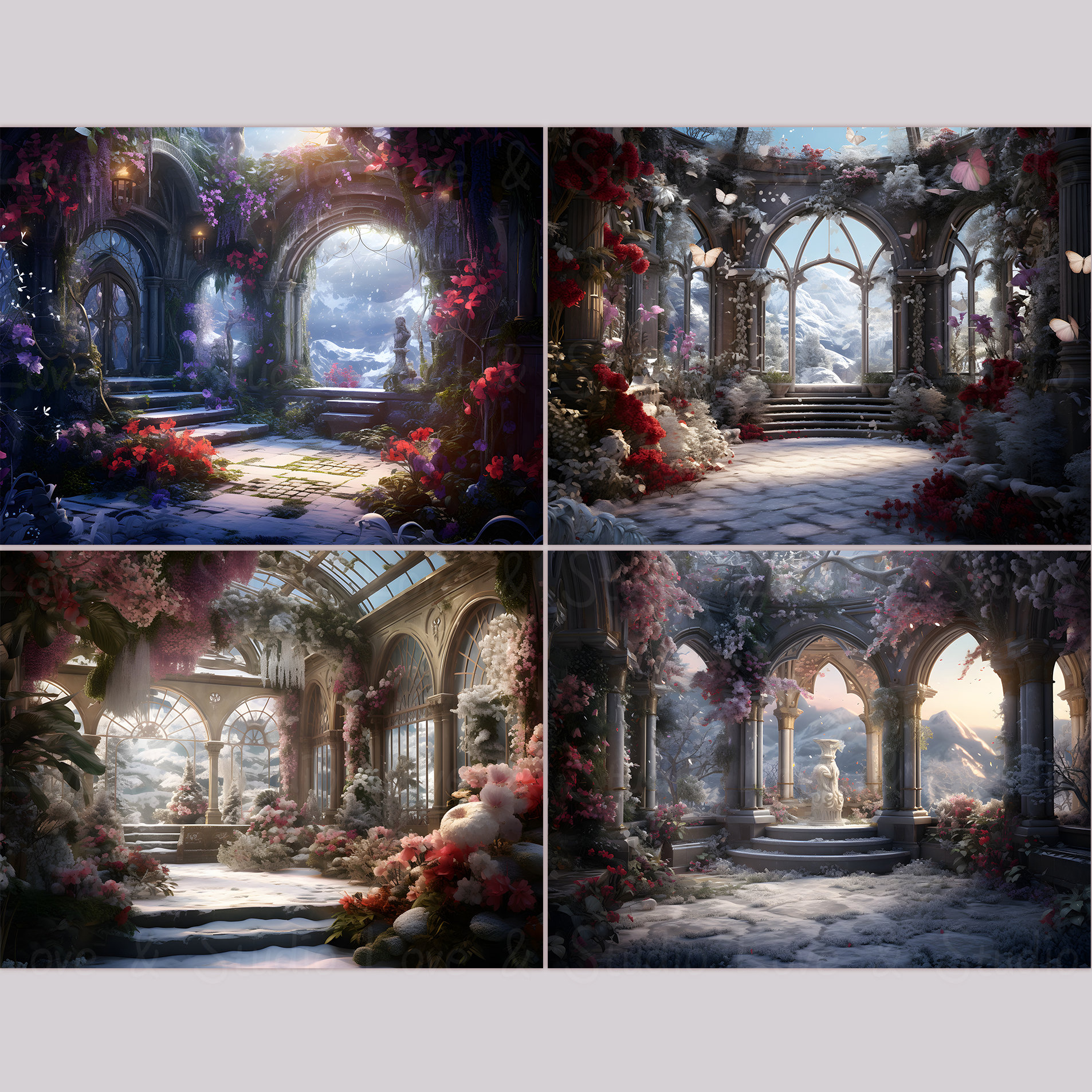 25 Enchanted Winter Garden Digital Paper, Printable Fantasy Enchanted ...