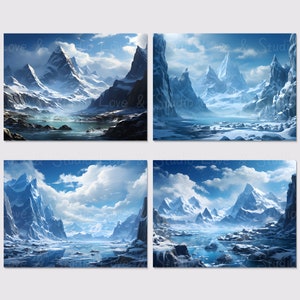 25 A Majestic Snowy Mountain Digital Paper, Fantasy Background. Overlay ...