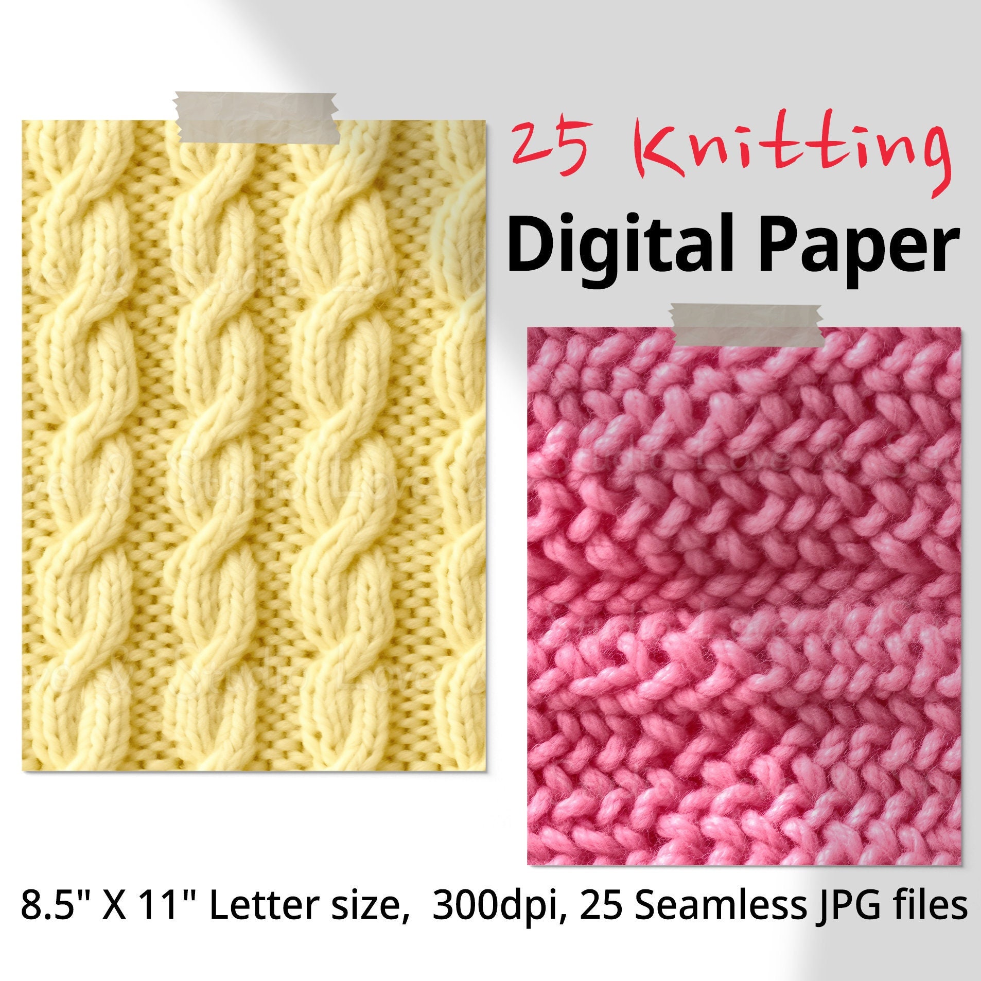25 Seamless Knitting Digital Paper Packages Real Knit - Etsy