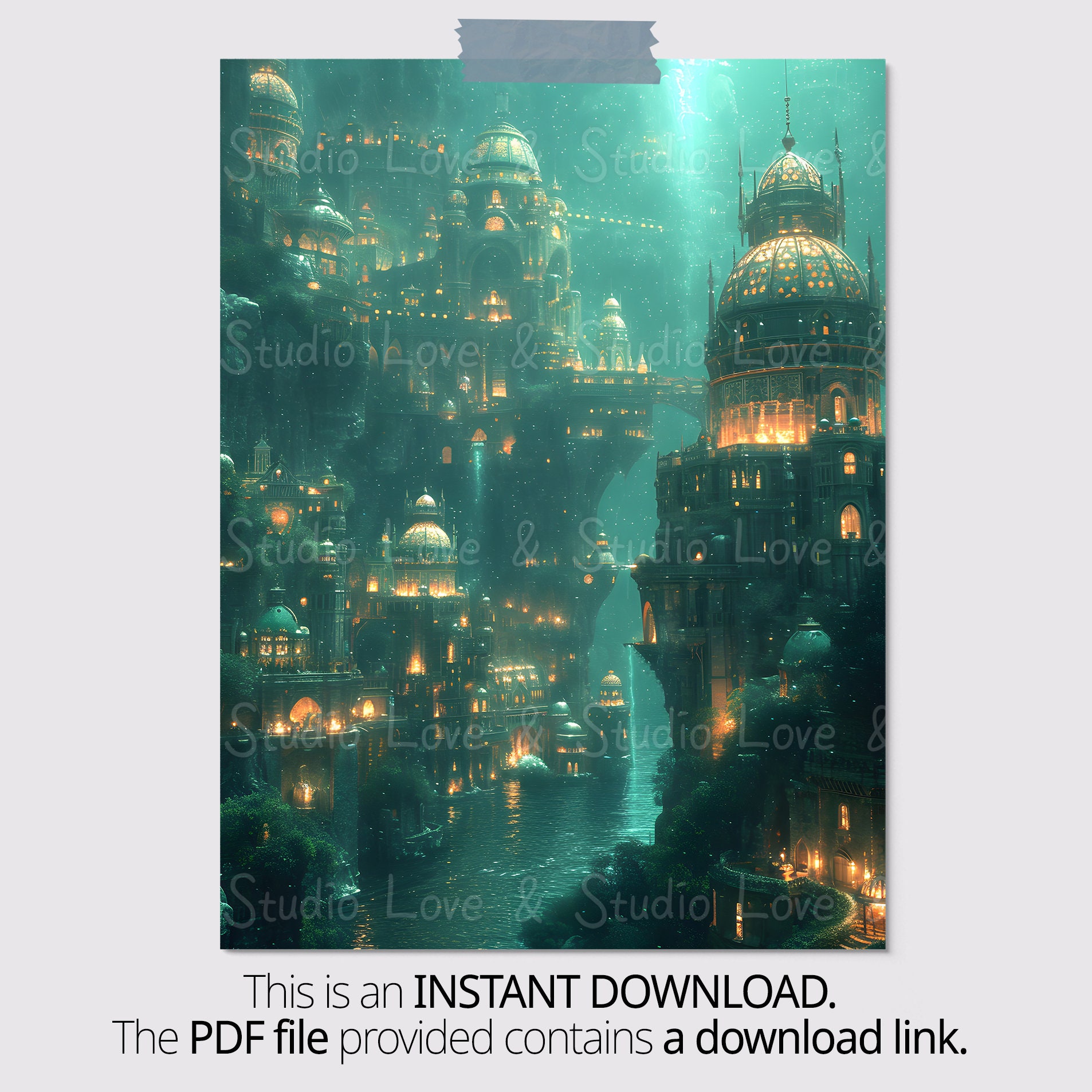 25 Aqua Metropolis Digital Paper, Printable Sci-fi Futuristic Artwork ...