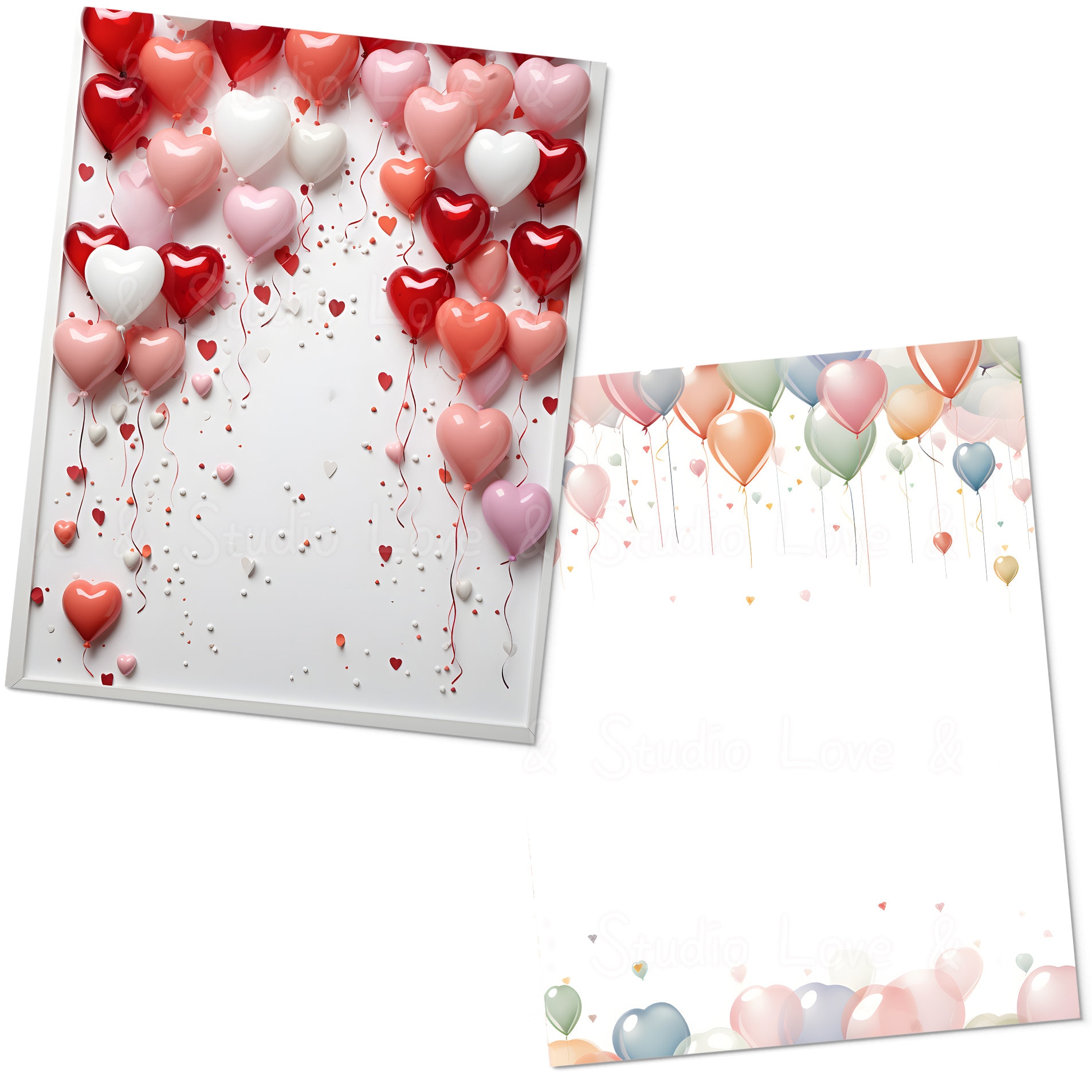 25 Heart Balloon Printable Love Letter Paper Valentine's - Etsy