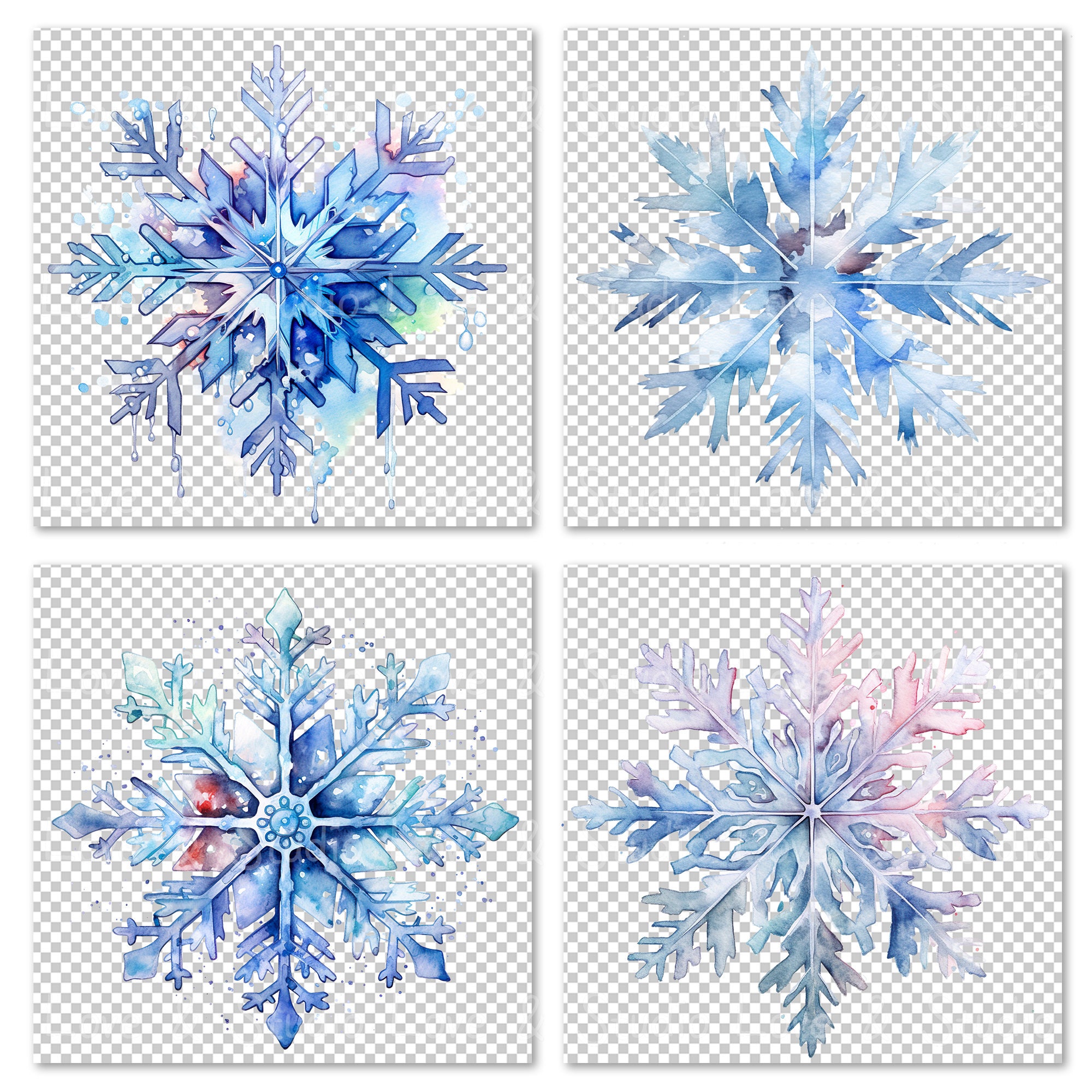 25 Watercolor Snowflake Clipart Christmas Party Digital - Etsy